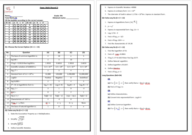 Educational Worksheets & Test Paper Typing